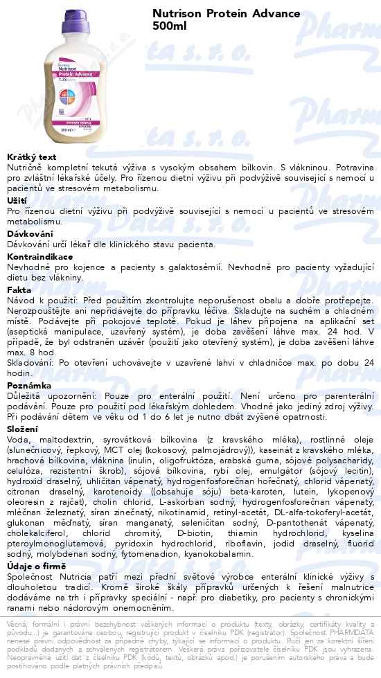 Nutrison Protein Advance 500ml | SOS lekáreň online, internetová ...